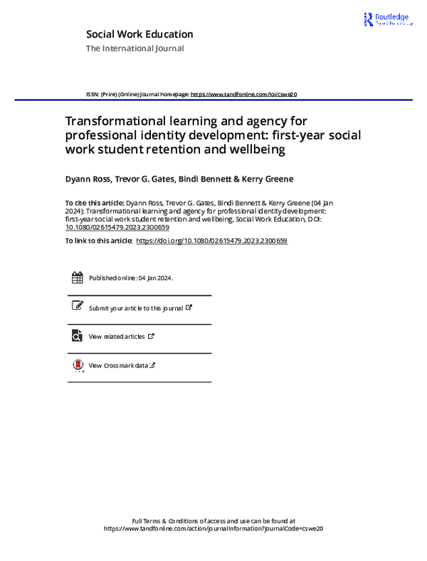 (PDF) Transformational learning and agency for professional identity development