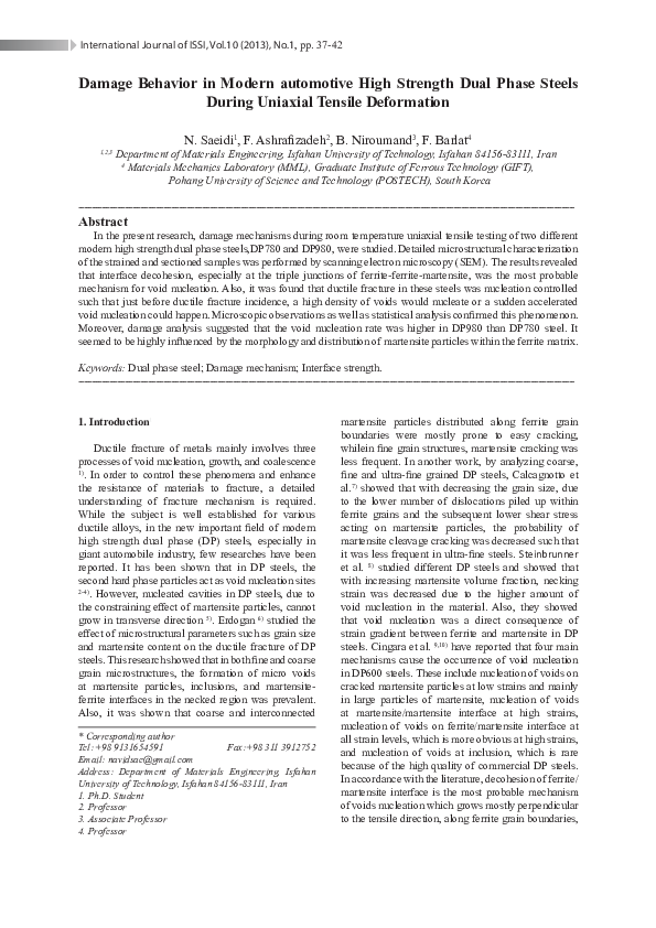 (PDF) Damage Behavior in Modern Automotive High Strength Dual Phase ...
