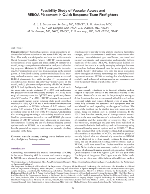 (PDF) Feasibility Study of Vascular Access and REBOA Placement in Quick ...