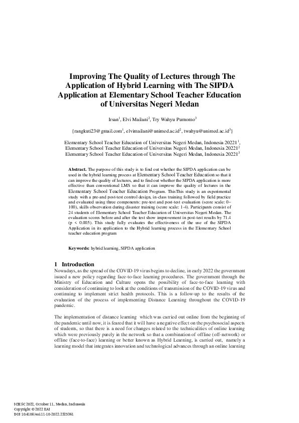 (PDF) Improving The Quality of Lectures through The Application of Hybrid Learning with The ...