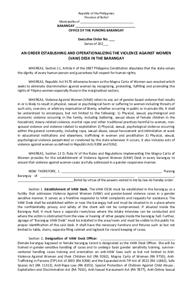 (DOC) AN ORDER ESTABLISHING AND OPERATIONALIZING THE VIOLENCE AGAINST ...