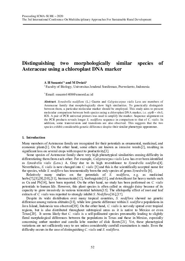 (PDF) Distinguishing two morphologically similar species of Asteraceae ...