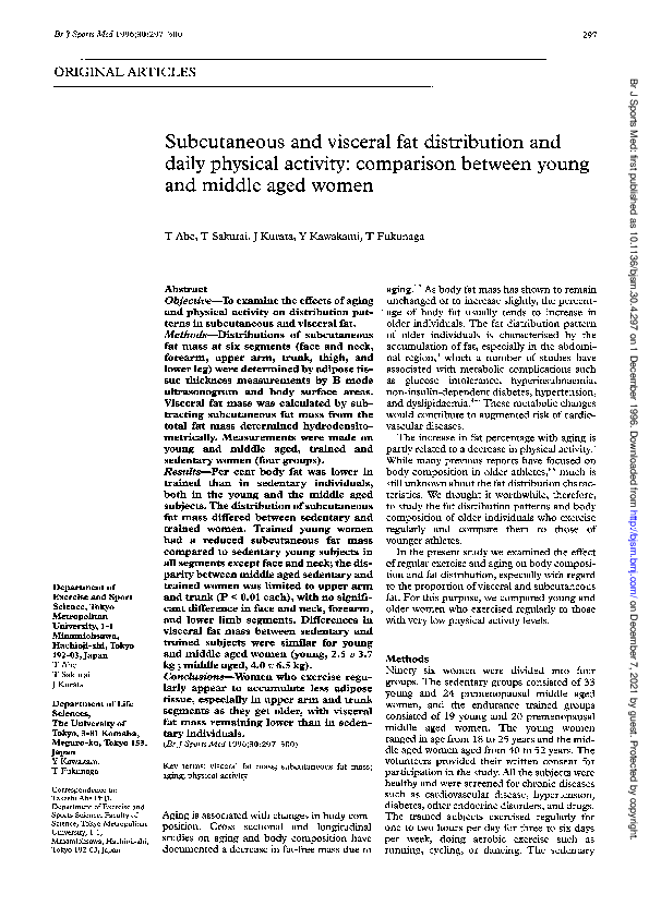 (PDF) Subcutaneous and visceral fat distribution and daily physical ...