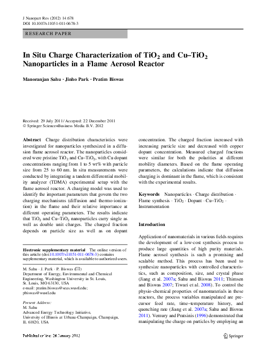 (PDF) In Situ Charge Characterization of TiO2 and Cu–TiO2 Nanoparticles ...