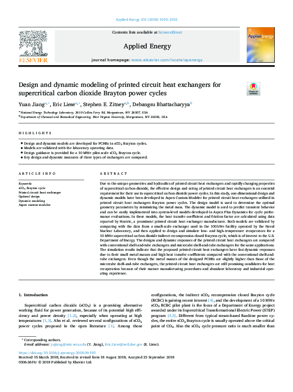 (PDF) Design and dynamic modeling of a printed circuit heat exchanger for the next generation ...