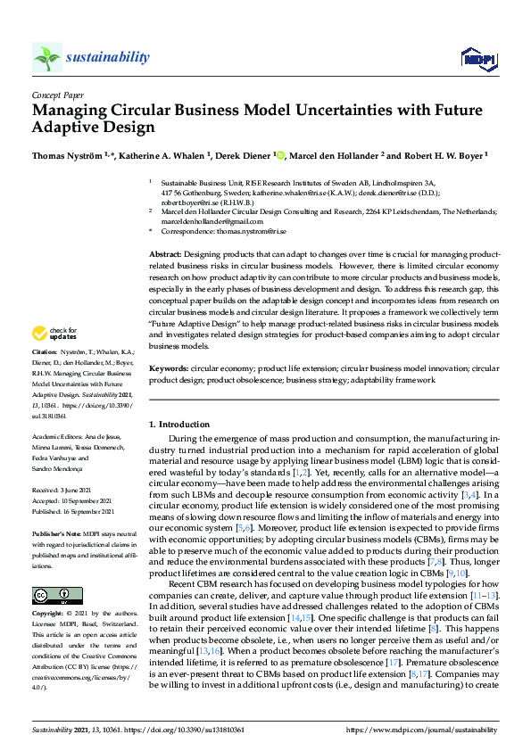 (PDF) Adaptive Design for Circular Business Models
