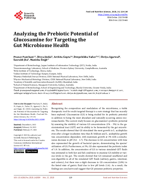 (PDF) Analyzing the Prebiotic Potential of Glucosamine for Targeting ...