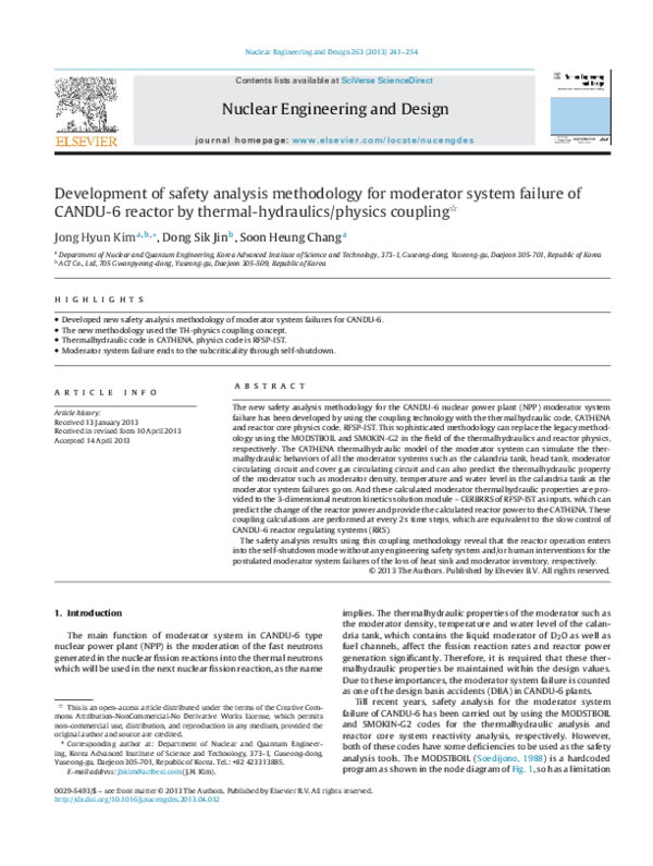 (PDF) Development of Safety Analysis Methodology for Reactivity ...