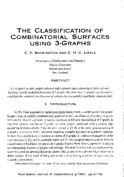 (PDF) The classification of combinatorial surfaces using 3-graphs