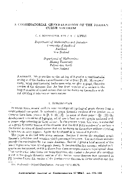 (PDF) A combinatorial generalisation of the Jordan Curve Theorem