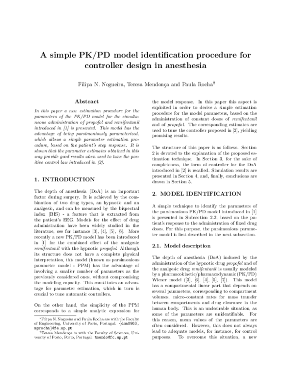 (PDF) A simple PK/PD model identification procedure for controller ...