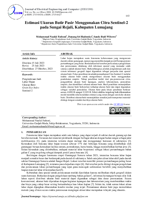 (PDF) Estimasi Ukuran Butir Pasir Menggunakan Citra Sentinel-2 pada ...