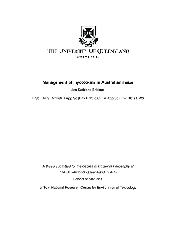 (PDF) Management of mycotoxins in Australian maize | Lisa Bricknell ...