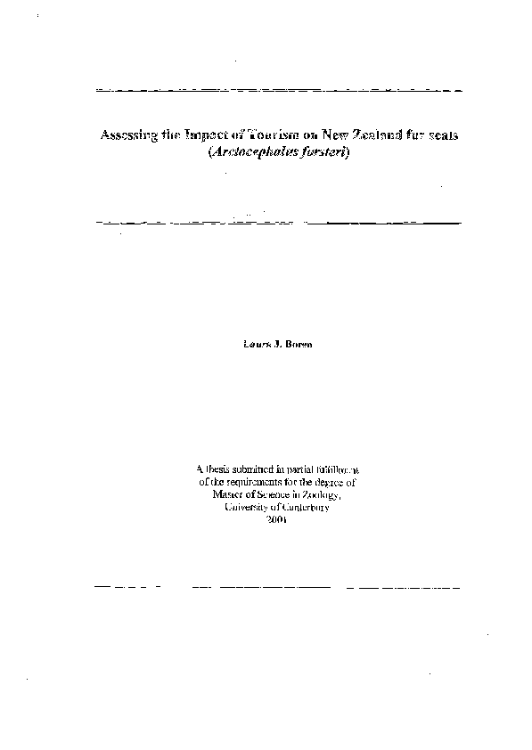(PDF) Assessing the impact of tourism on New Zealand fur seals ...