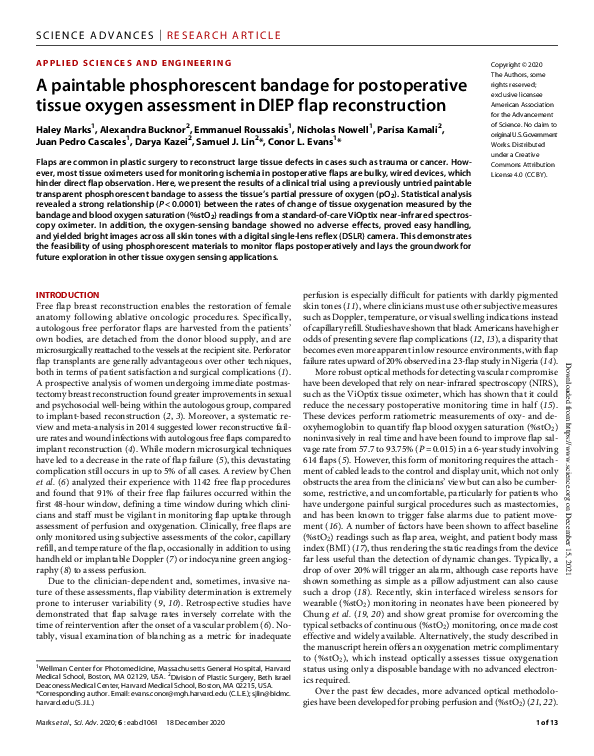 (PDF) A paintable phosphorescent bandage for postoperative tissue ...