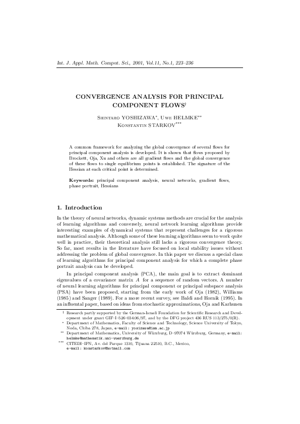 (PDF) Convergence analysis for principal component flows