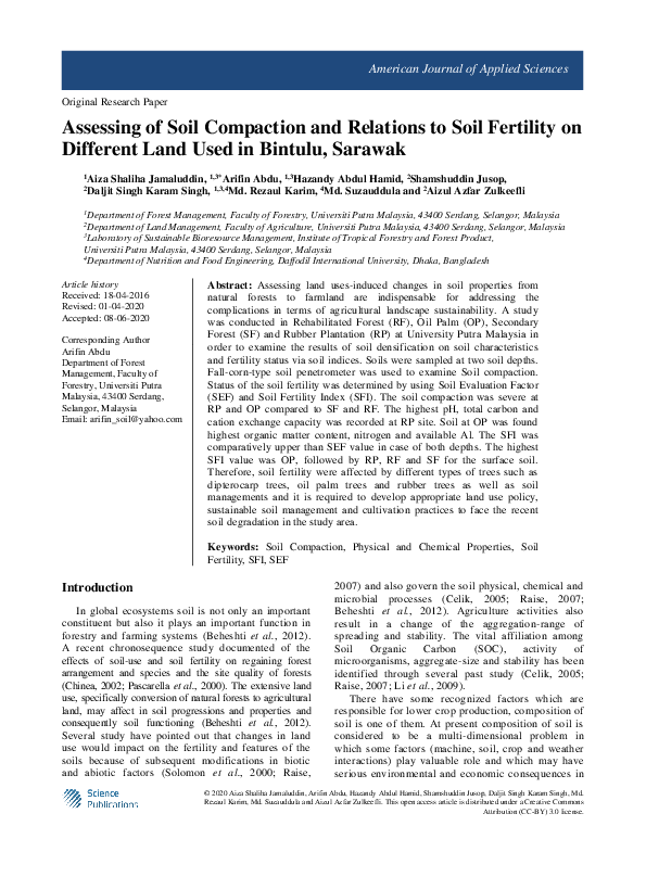 (PDF) Assessing of Soil Compaction and Relations to Soil Fertility on ...