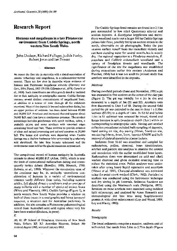 (PDF) Humans and megafauna in a late Pleistocene environment from ...