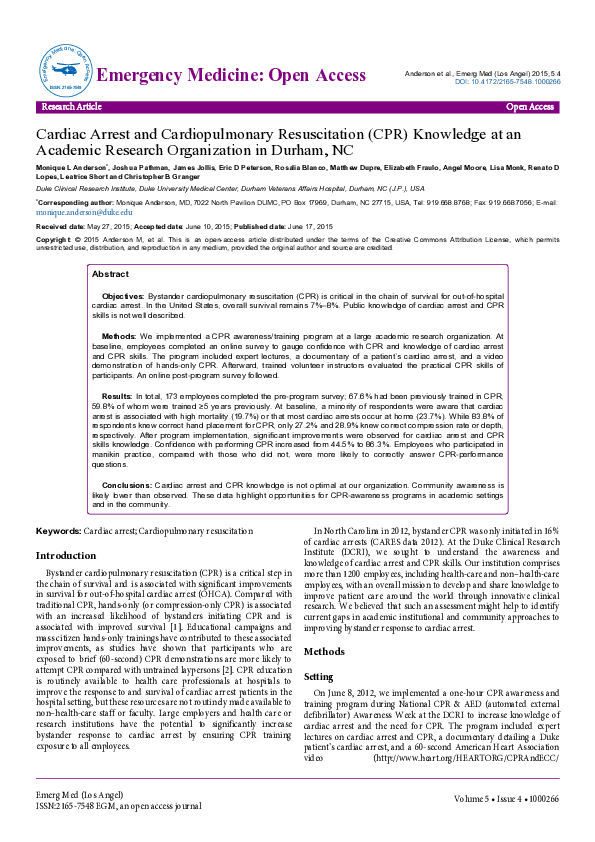 (PDF) Cardiac Arrest and Cardiopulmonary Resuscitation Outcome Reports ...