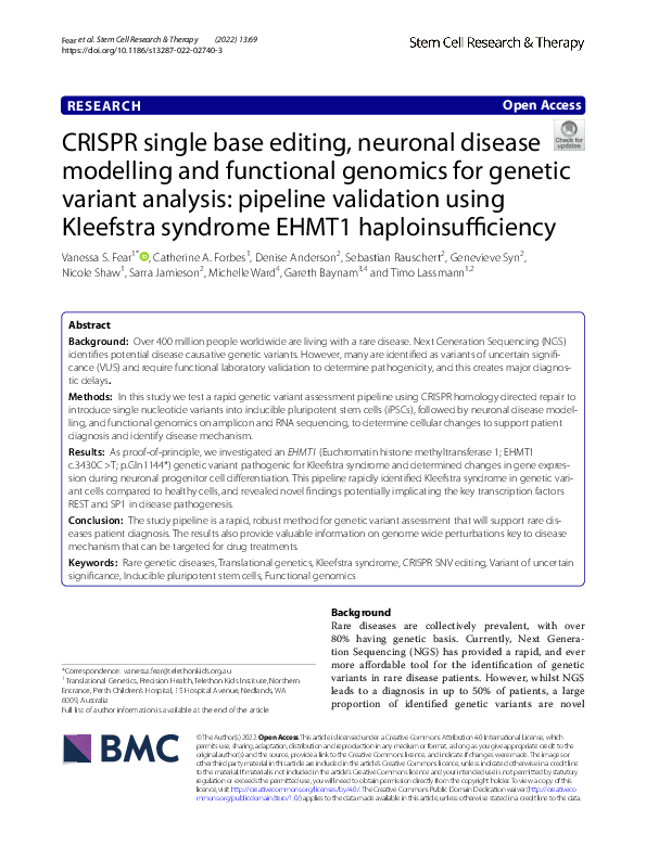Pdf Crispr Single Base Editing Neuronal Disease Modelling And