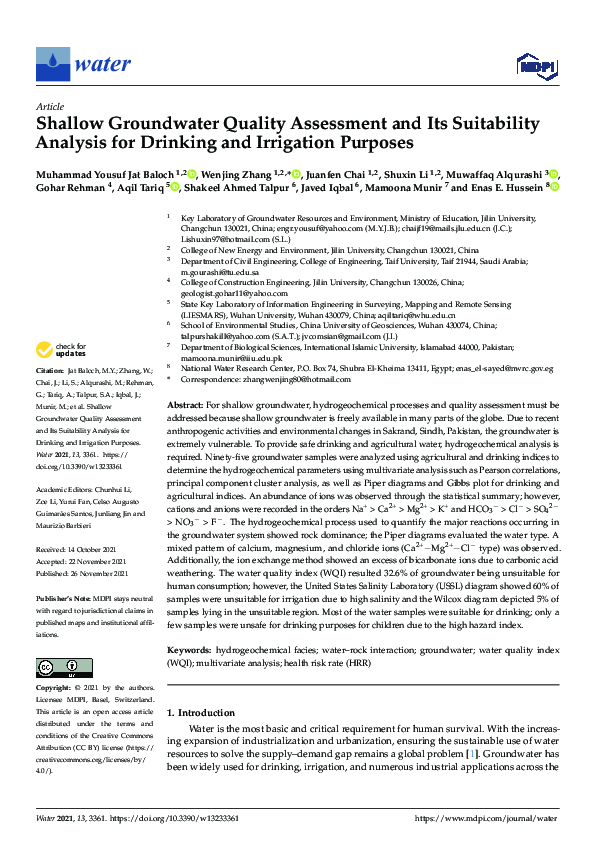 (PDF) Shallow Groundwater Quality Assessment and Its Suitability ...