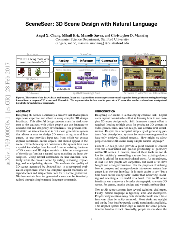 (PDF) SceneSeer: 3D Scene Design with Natural Language