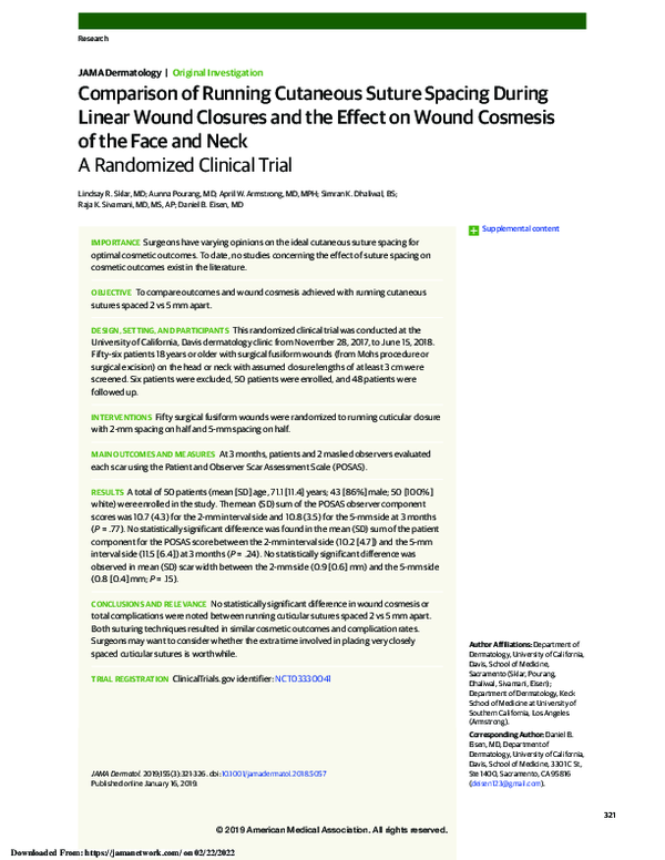 (PDF) Comparison of Running Cutaneous Suture Spacing During Linear ...