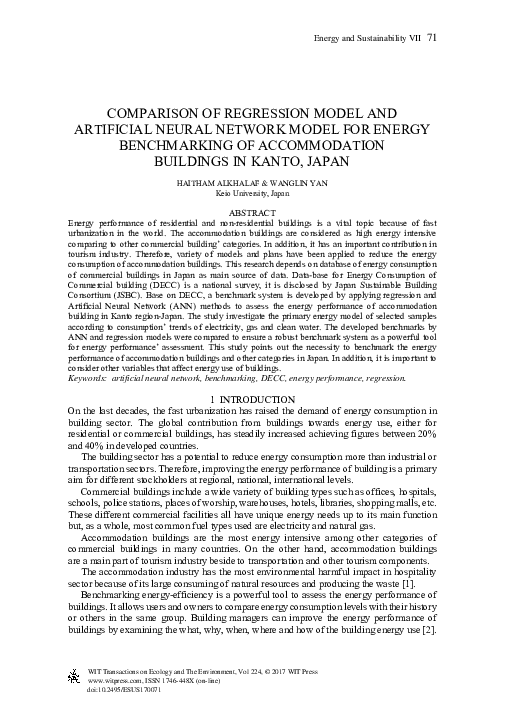 (PDF) Comparison of Regression Model and Artificial Neural Network Model for Energy Benchmarking ...