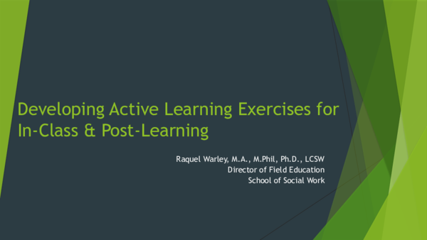 (PPT) Developing Active Learning Exercises for In Class Post Learning
