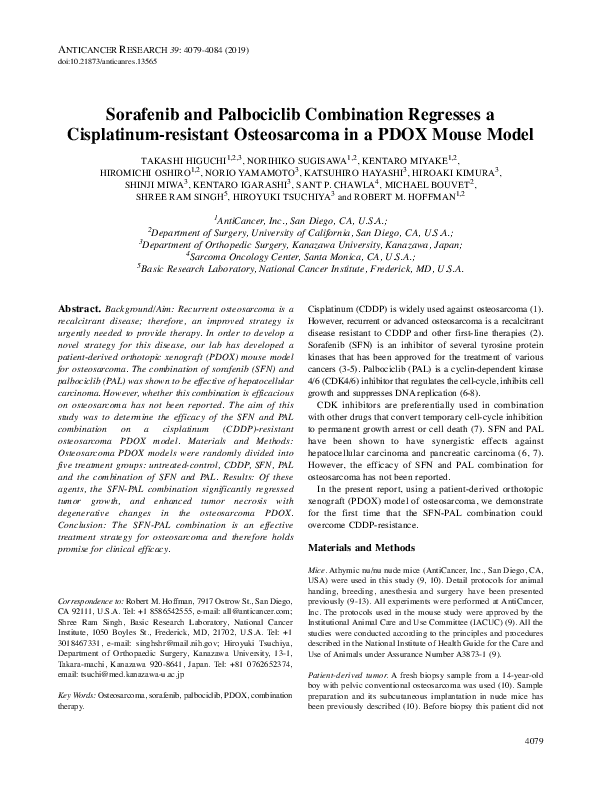 (PDF) Sorafenib and Palbociclib Combination Regresses a Cisplatinum ...