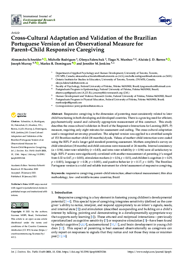 Pdf Cross Cultural Adaptation And Validation Of The Brazilian Portuguese Version Of An