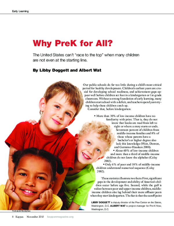 Pdf Why Prek For All
