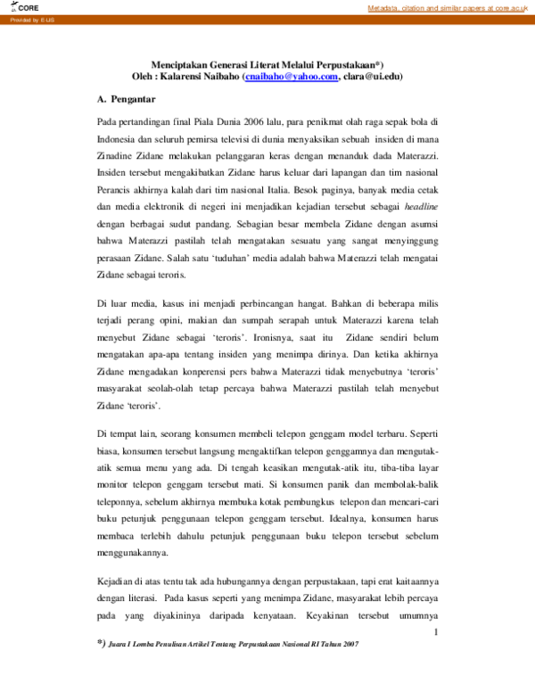(PDF) Menciptakan Generasi Literat Melalui Perpustakaan