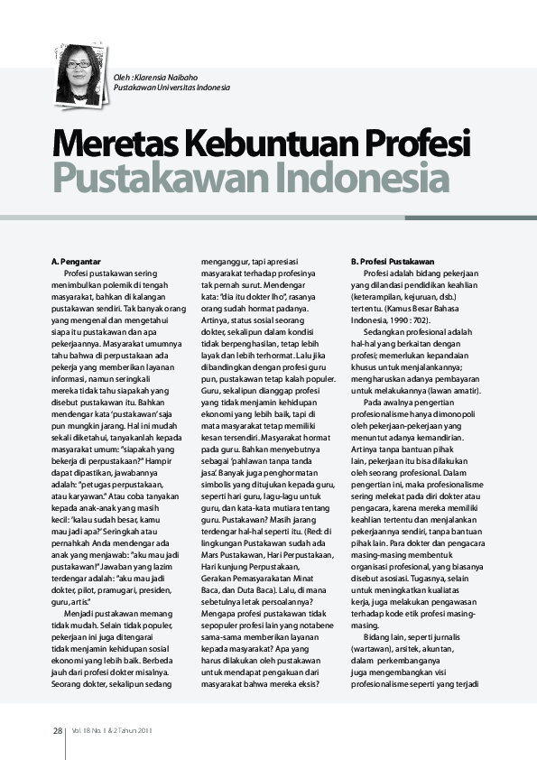 (PDF) Meretas Kebuntuan Profesi Pustakawan Indonesia
