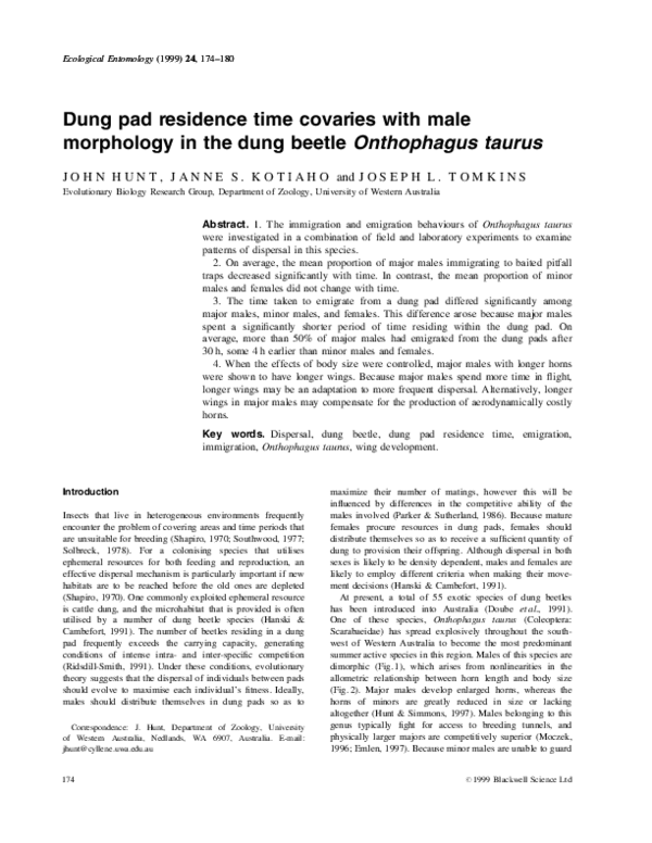 (PDF) Dung pad residence time covaries with male morphology in the dung ...