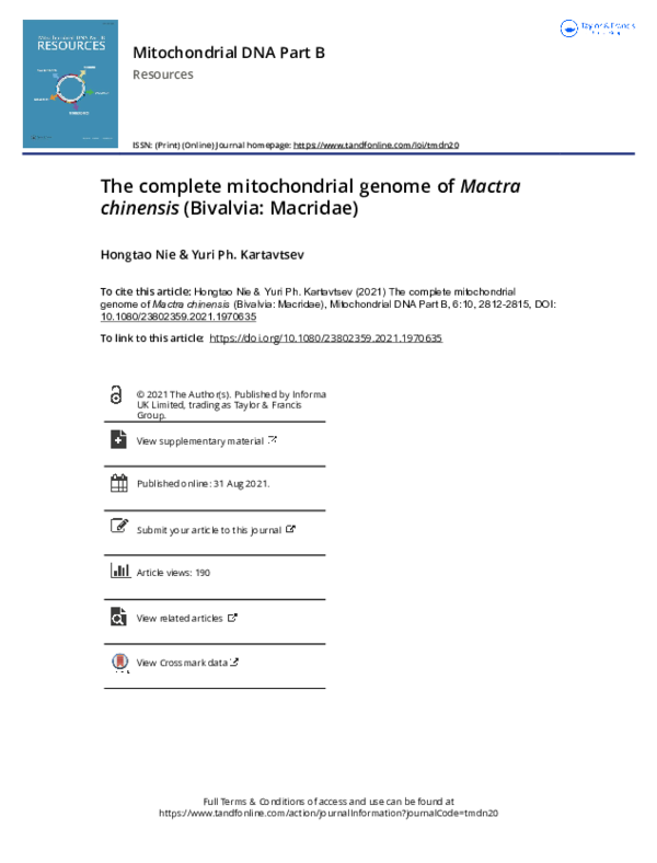 (PDF) The complete mitochondrial genome of Mactra chinensis (Bivalvia ...