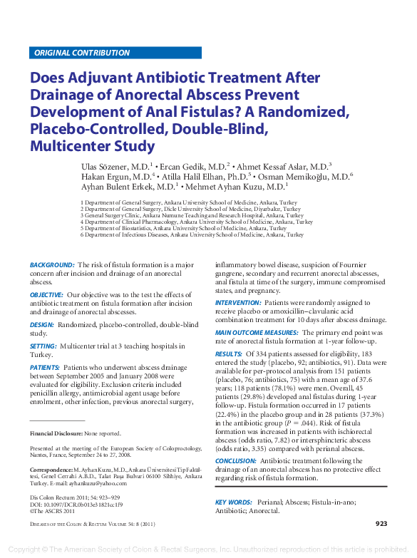 (PDF) Antibiotics Post-Abscess Drainage: Fistula Risk?