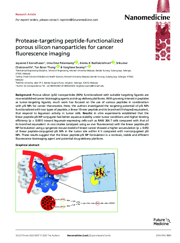 (PDF) Protease-targeting peptide-functionalized porous silicon nanoparticles for cancer ...