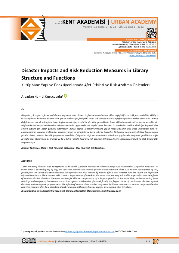 (PDF) Disaster Impacts and Risk Reduction Measures in Library Structure ...
