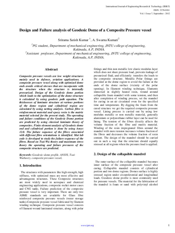 (PDF) Design And Failure Analysis Of Geodesic Dome Of A Composite ...