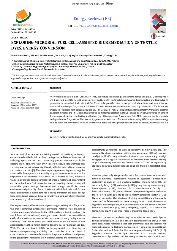 (PDF) Exploring Microbial Fuel Cell-assisted Bioremediation of Textile ...