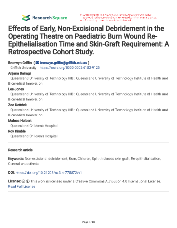 (PDF) Effects of Early, Non-Excisional Debridement in the Operating ...