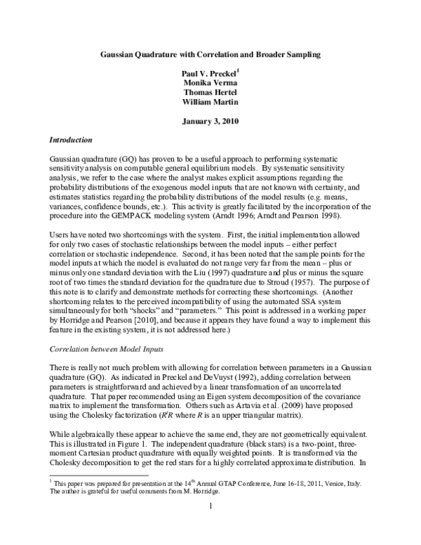 (PDF) 1 Gaussian Quadrature with Correlation and Broader Sampling