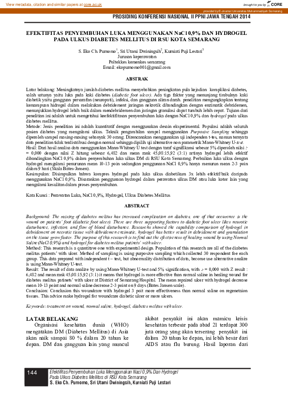 (PDF) EFEKTIFITAS PENYEMBUHAN LUKA MENGGUNAKAN NaCl 0,9% DAN HYDROGEL ...