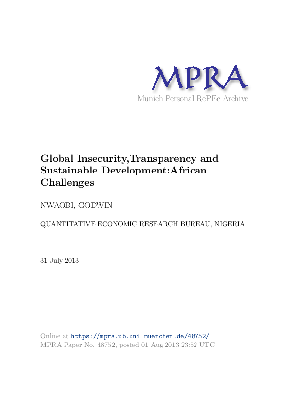 (PDF) Global Insecurity,Transparency and Sustainable Development ...