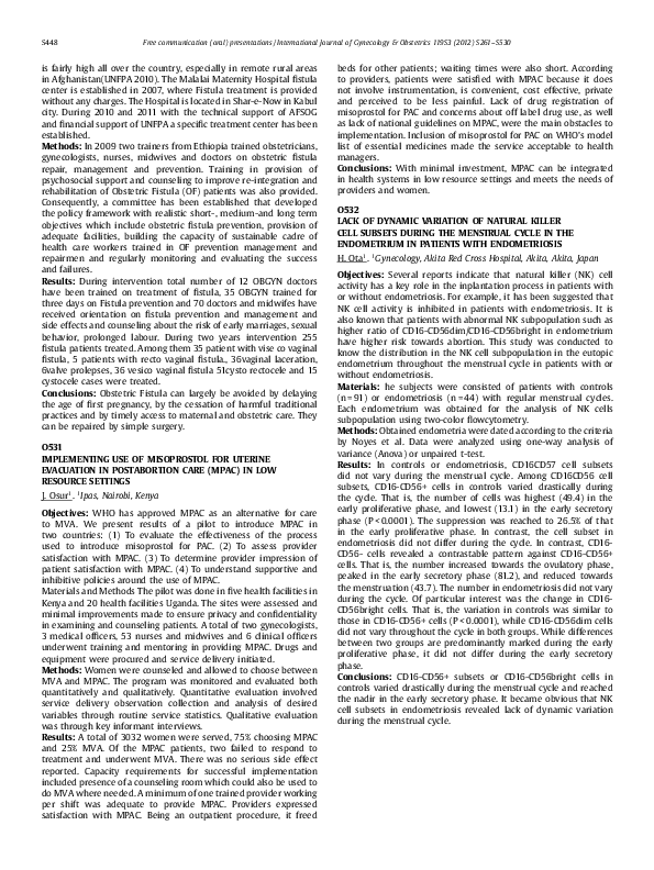 (PDF) O531 Implementing Use of Misoprostol for Uterine Evacuation in Postabortion Care (Mpac) in ...