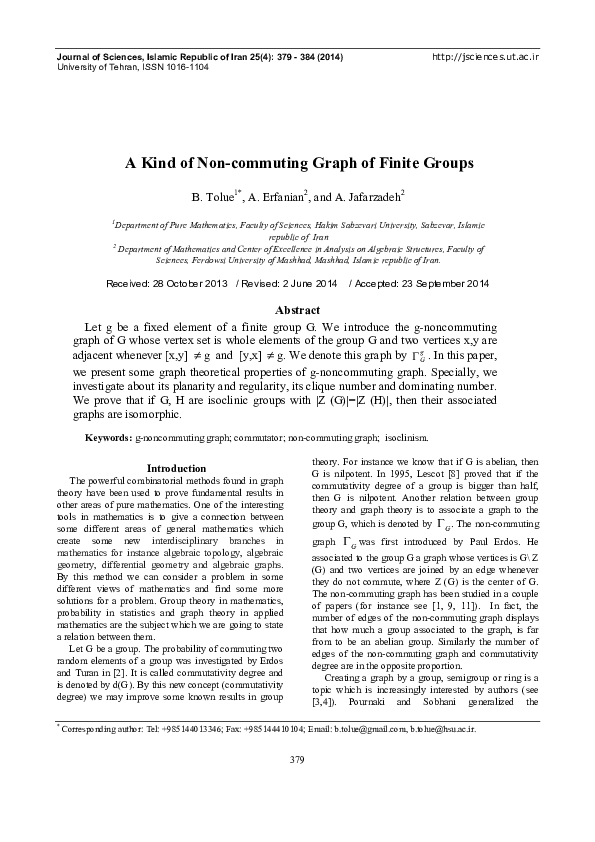 (PDF) Relative Non-Commuting Graph of a Finite Group