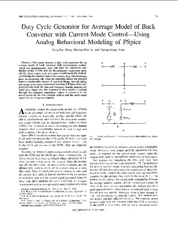 Pdf Duty Cycle Generator For Average Model Of Buck Converter With Current Mode Control Using