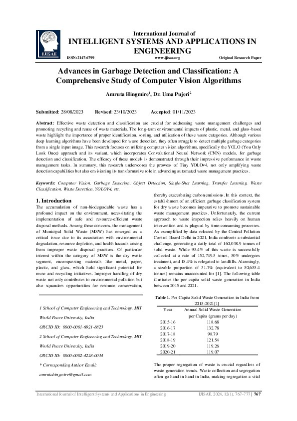Pdf Advances In Garbage Detection And Classification A Comprehensive