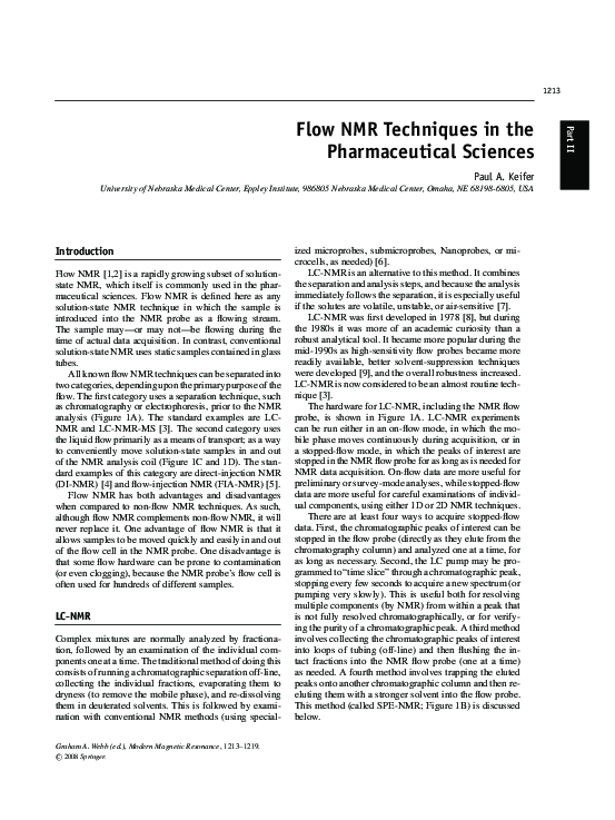 (PDF) Flow NMR Techniques in the Pharmaceutical Sciences